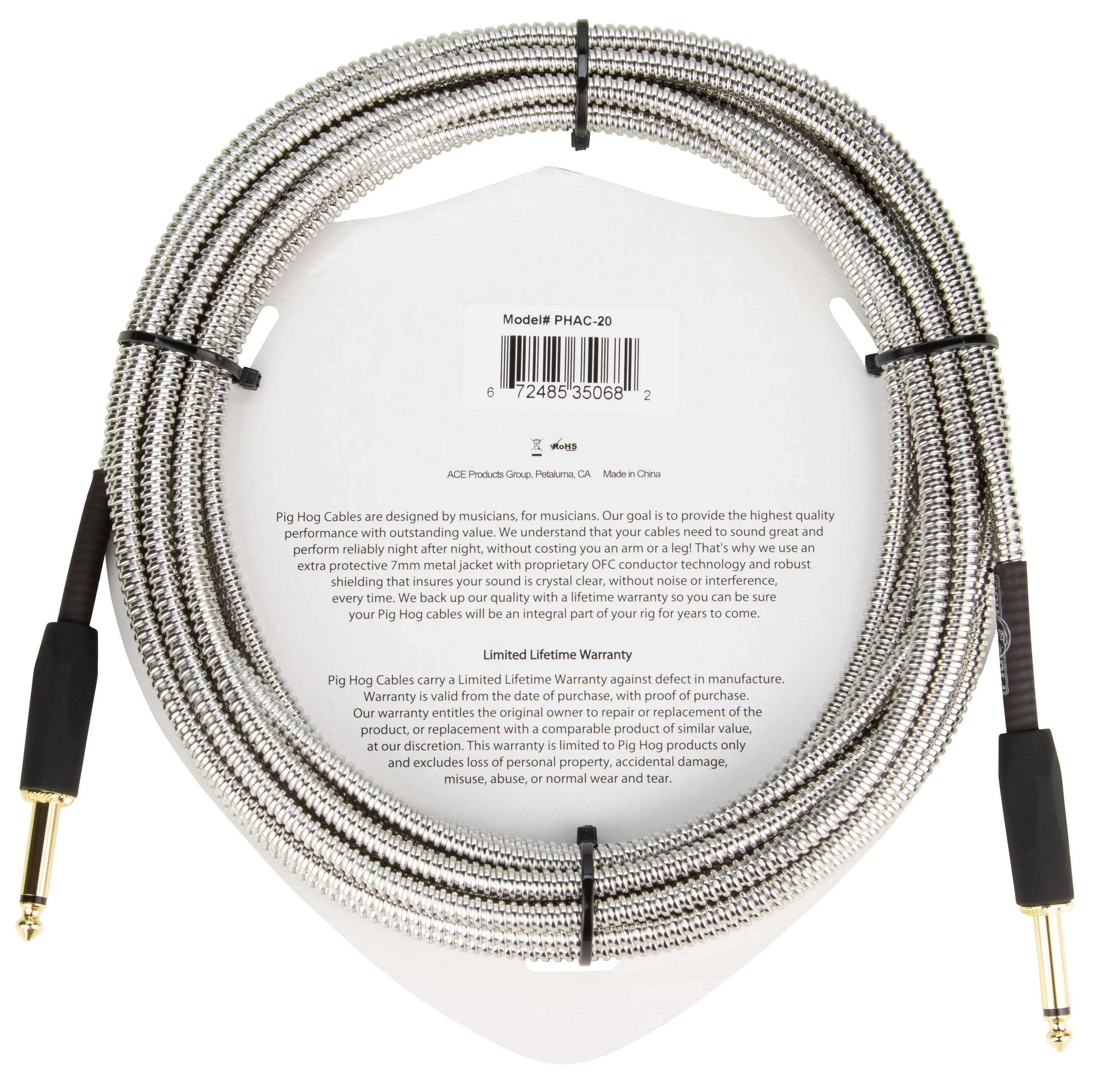 Pig Hog PHAC-20 "ARMOR CLAD" Instrument Cable, 20 Feet — Dirt Cheep