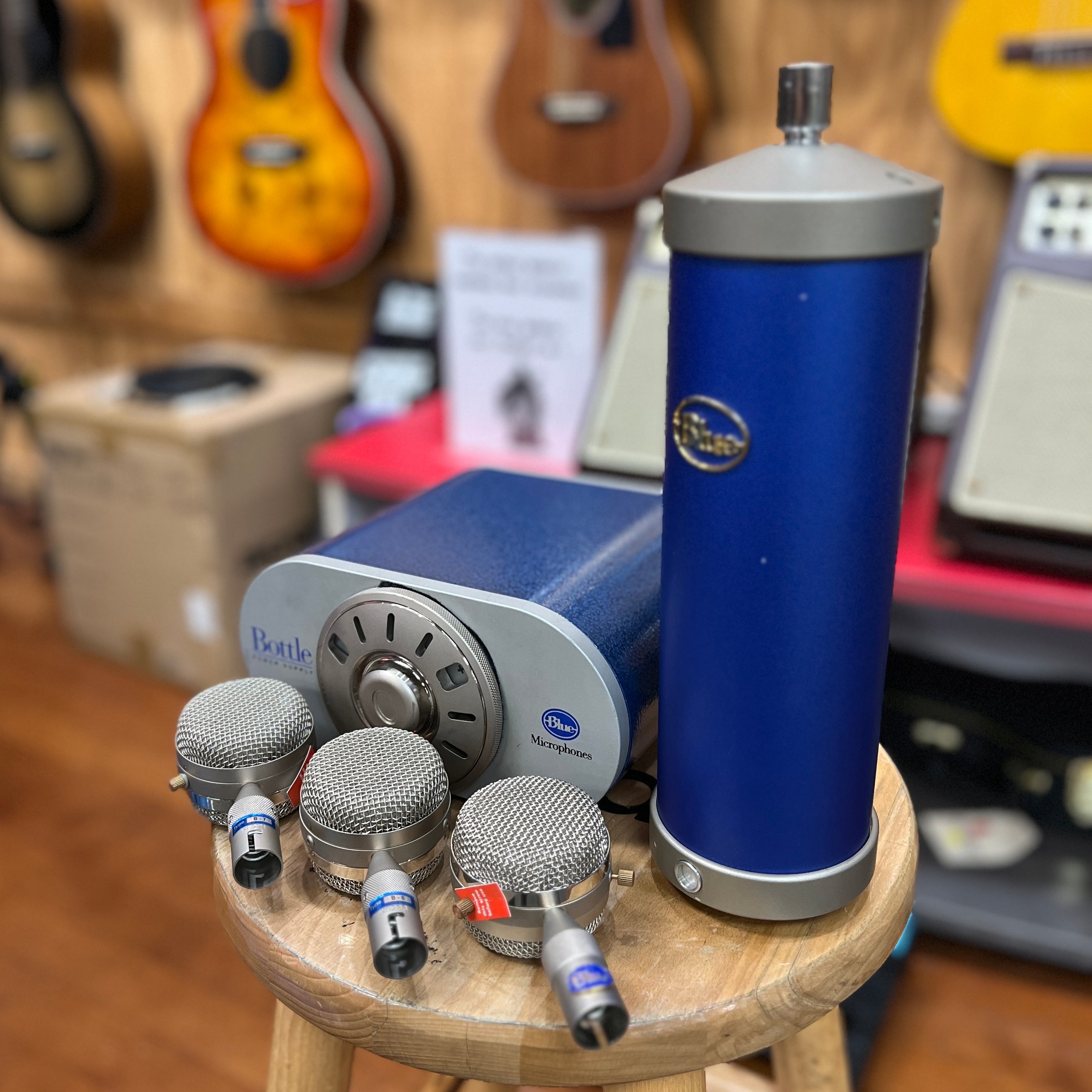 Home VINTAGE USED BLUE Bottle Tube Condenser Microphone w/ B0, B6 & B7 ...
